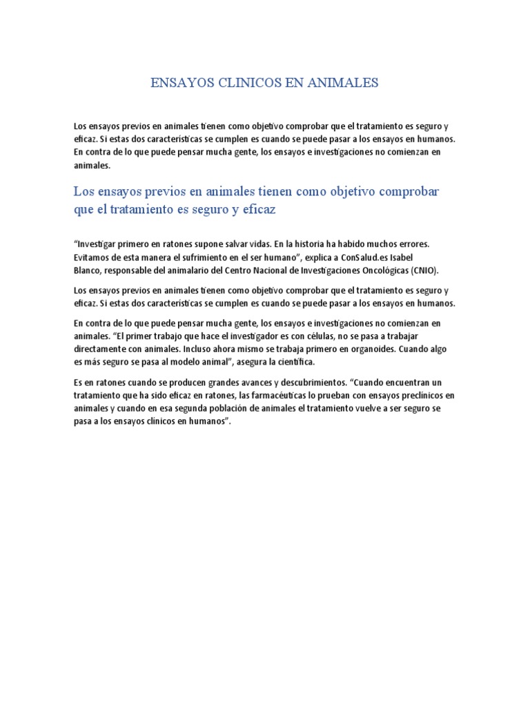 ENSAYOS CLINICOS EN ANIMALES | PDF