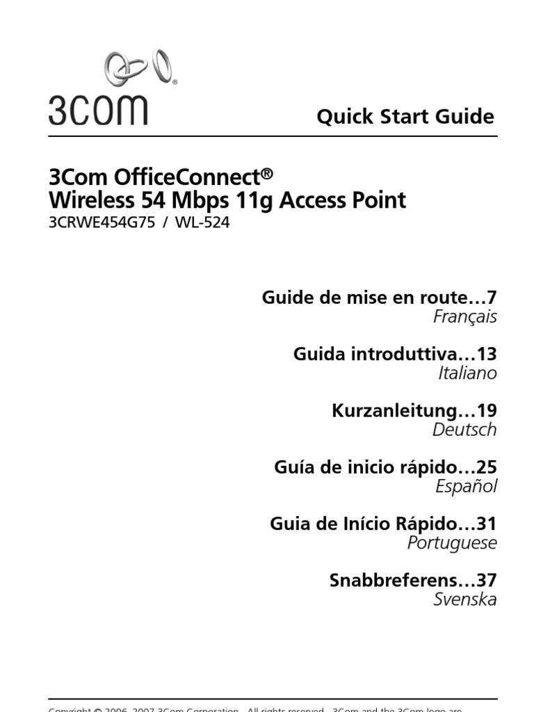 3com 11g Access Point Quick Start Guide | PDF | Networks | Internet Architecture