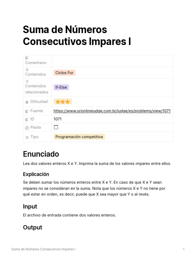 Suma_de_Numeros_Consecutivos_Impares_I | PDF