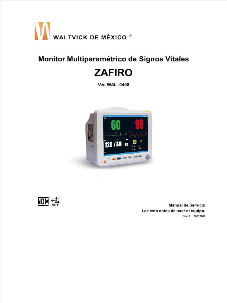 Dokumen - Tips Manual de Servicio Monitor Multiparametrico de Signos Vitales Zafiro Rev | PDF ...