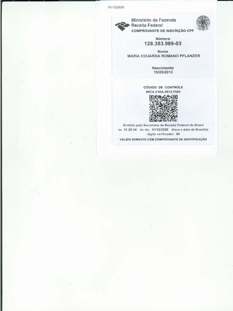 CPF - Maria Eduarda Romano Pflanzer | PDF