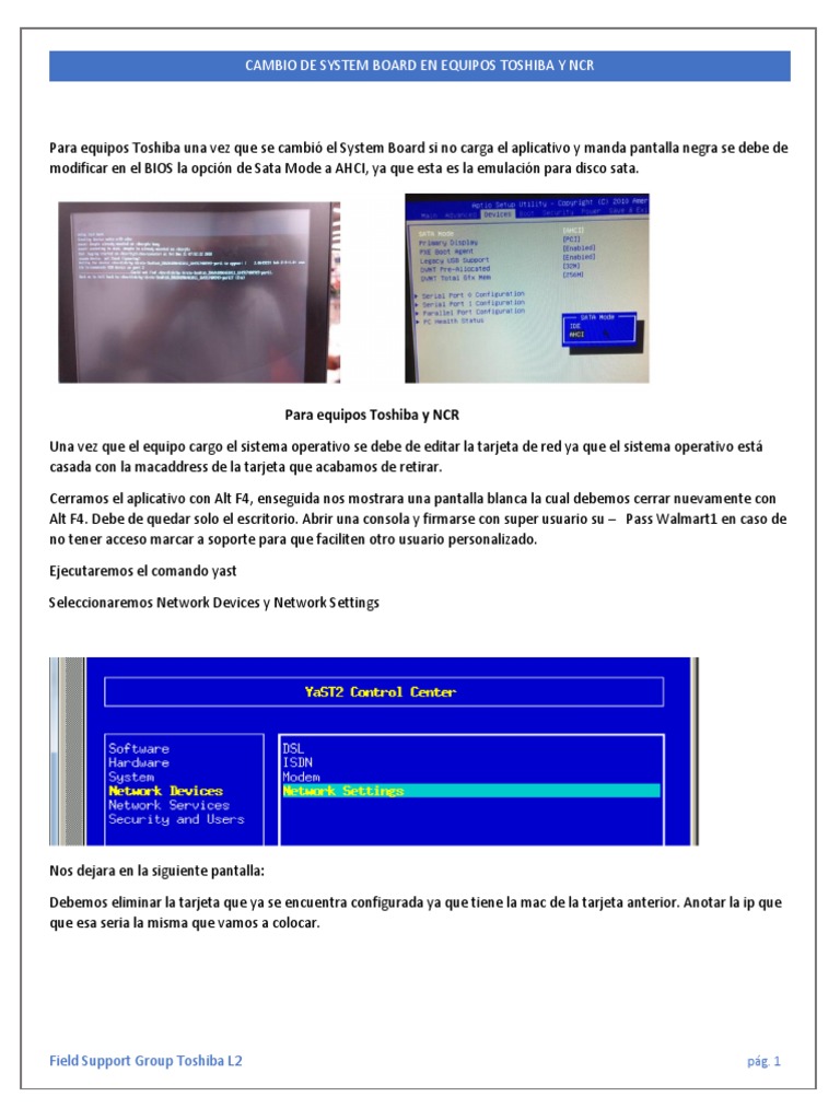 Cambio de System Board Equipos Toshiba y NCR | PDF | Hardware de la ...