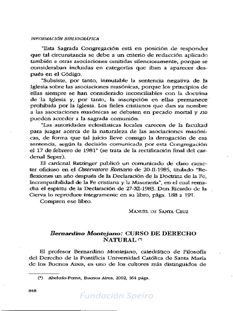 Curso de Derecho Natural de Montejano | PDF | Iglesia Católica