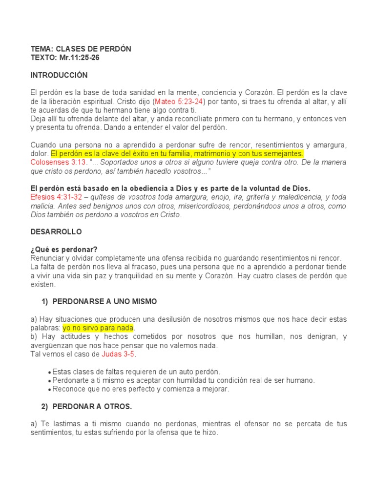 Clases de Perdón según la Biblia | PDF | Perdón | Pecado