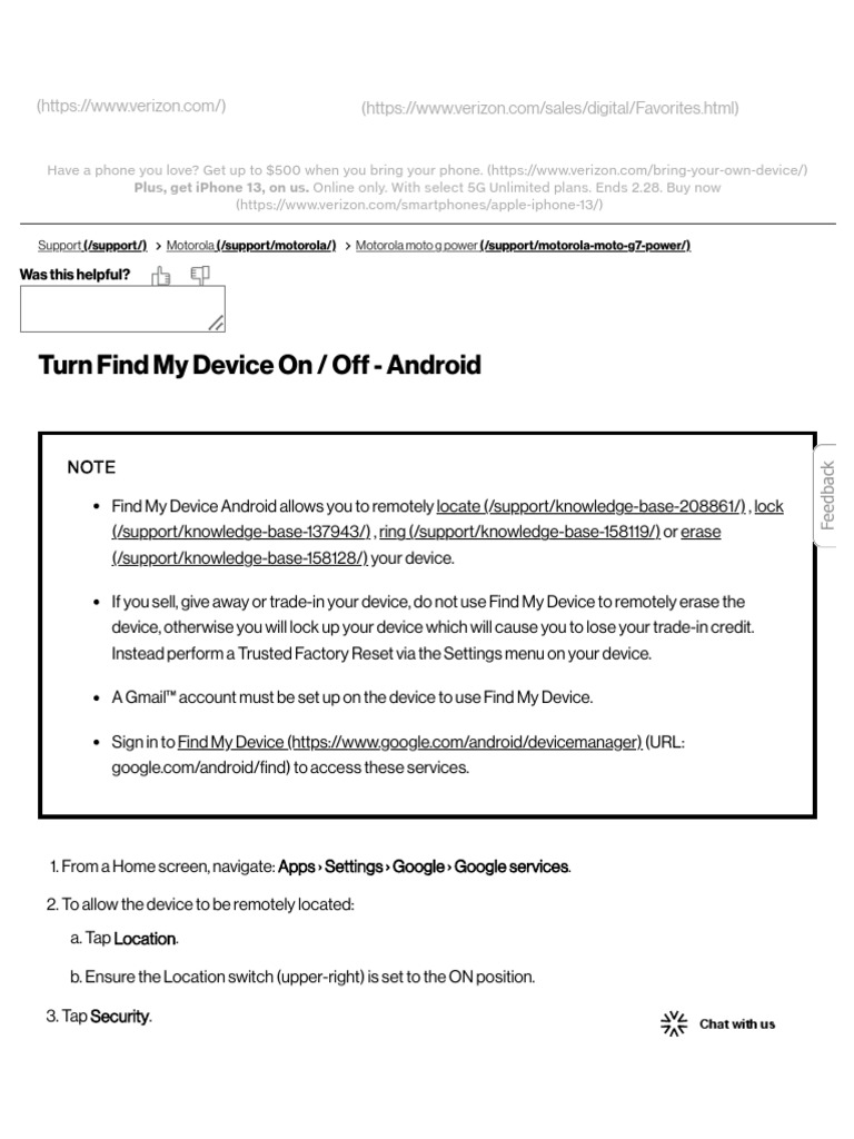 Turn Find My Device On - Off - Android - Verizon | PDF | I Phone ...