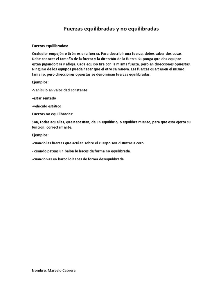 Fuerzas Equilibradas y No Equilibradas | PDF