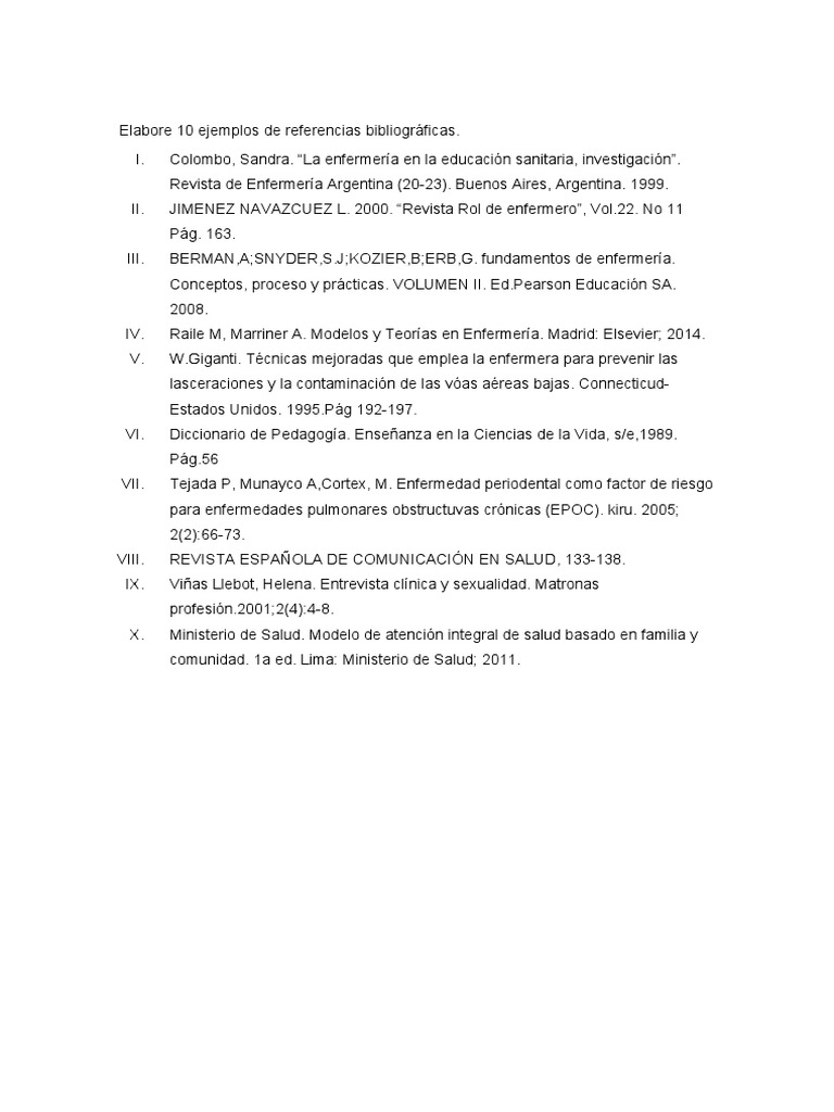 Elabore 10 Ejemplos de Referencias Bibliográficas | PDF