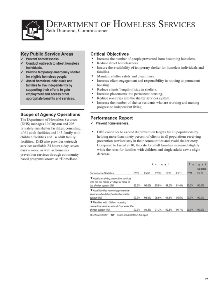 Department of Homeless Services Mayor's Report 2011 | PDF ...
