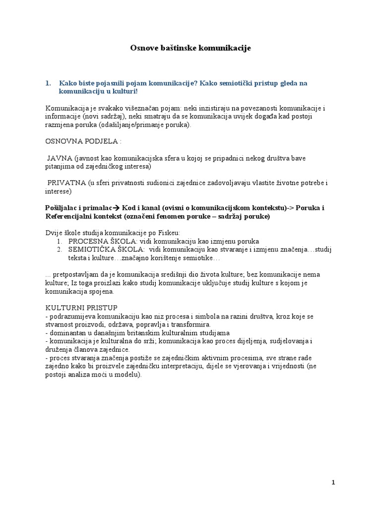 Osnove Baštinske Komunikacije | PDF