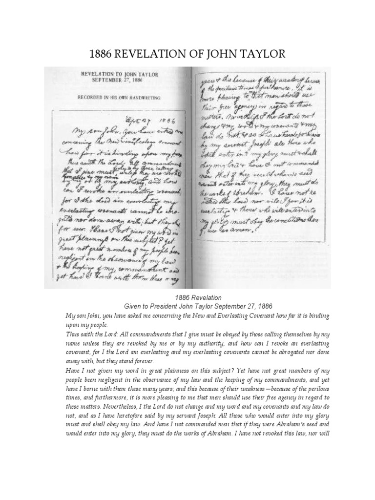 1886 Revelation of John Taylor | PDF
