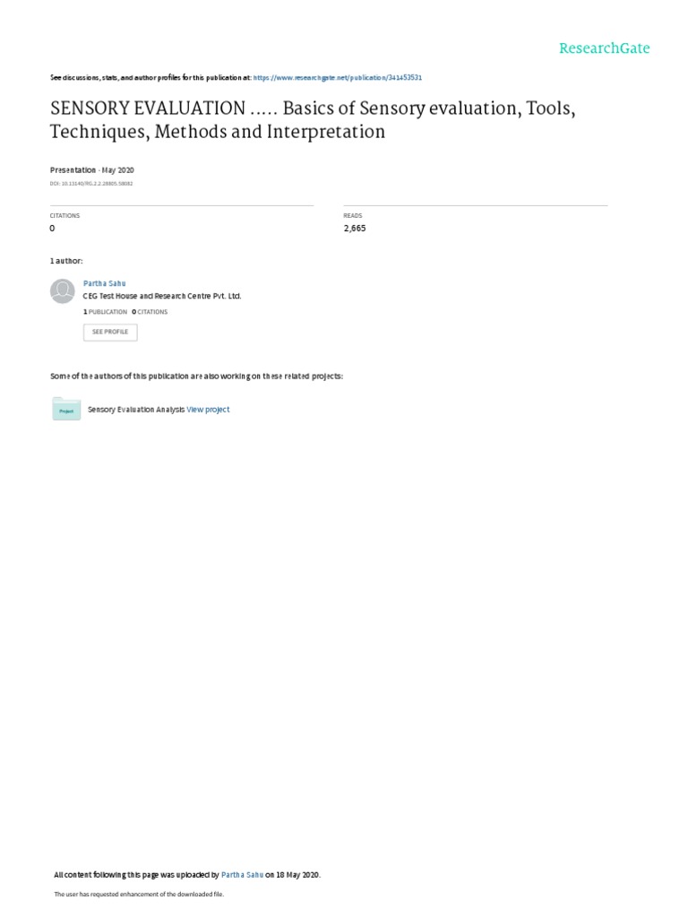 Sensory Testing Process Details | PDF | Taste | Odor