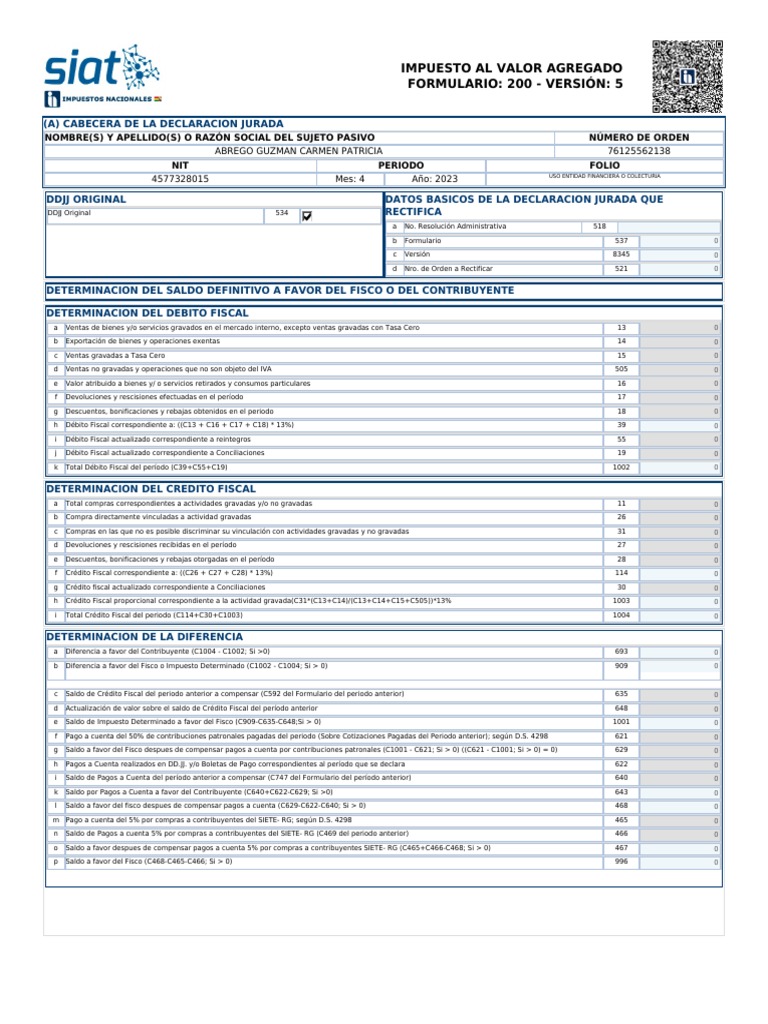 Certificacion Formulario 200v5 | PDF | Impuesto al valor agregado | Dinero