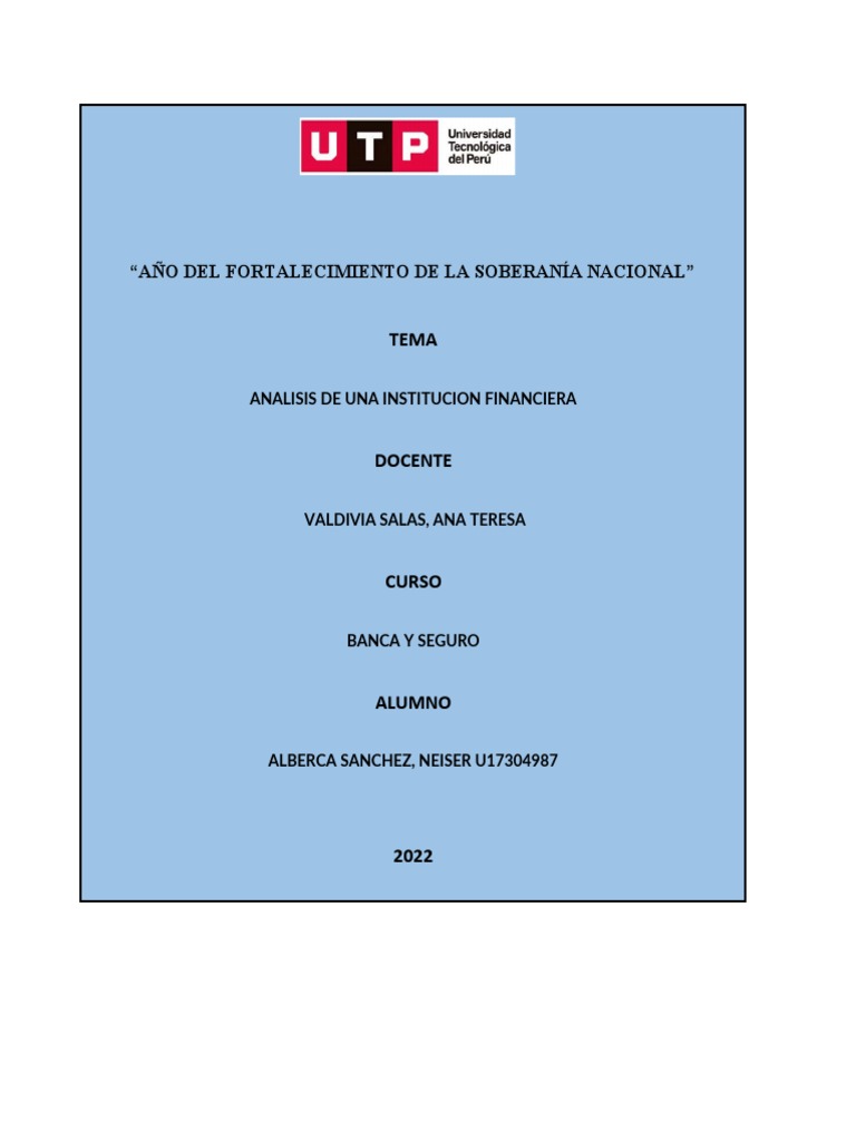 TA2 - Analisis de Una Institucion Financiera | PDF | Bancos | Interés