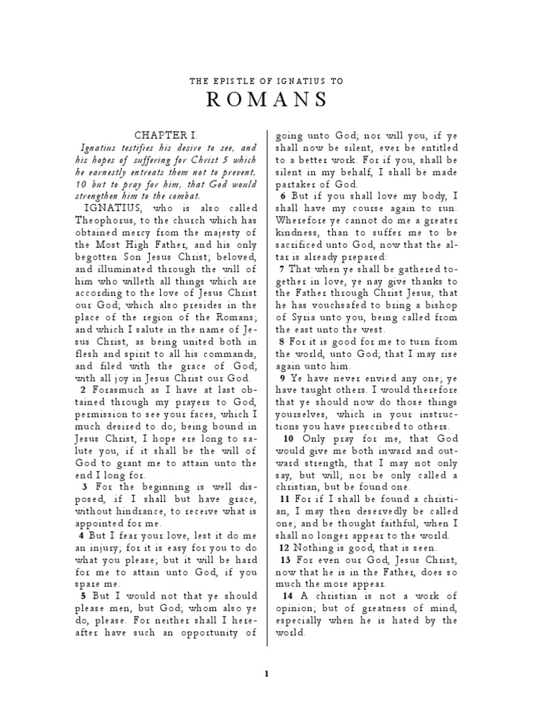 The Epistle Of Ignatius To The Romans | PDF | Jesus | Prayer