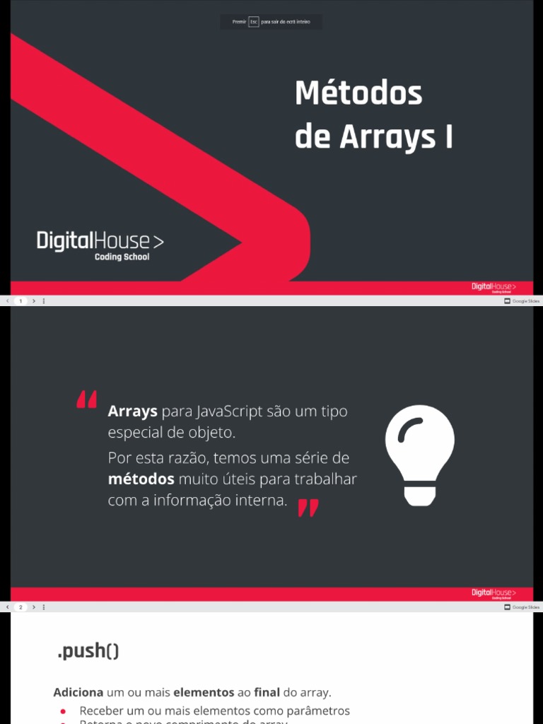 Métodos de Arrays | PDF Métodos de Arrays | PDF