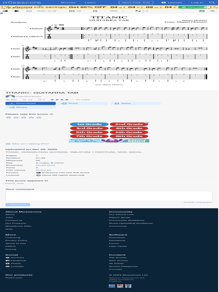 TITANIC - GUITARRA TAB Sheet Music For Guitar (Mix | PDF | World Wide ...