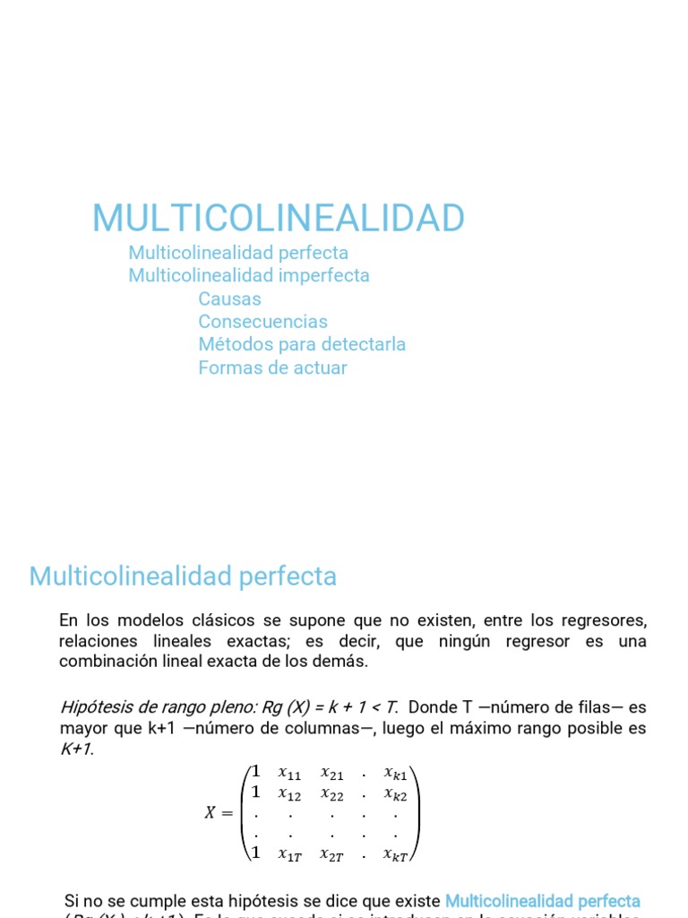 Multicolinealidad 2 | PDF | Multicolinealidad | Mínimos cuadrados ordinarios