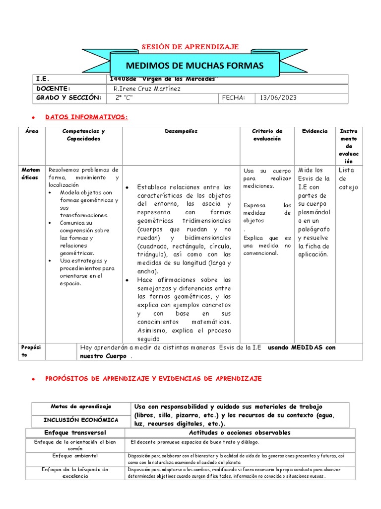 MEDIMOS DE MUCHAS FORMAS (3) | PDF | Geometría | Aprendizaje