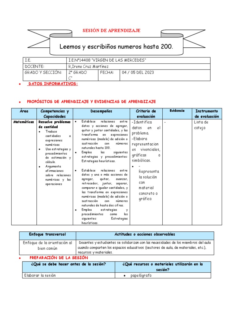 Sesión de Aprendizaje Leemos y Escribimos Numeros Naturales | PDF ... Sesión de Aprendizaje Leemos y Escribimos Numeros Naturales | PDF ...