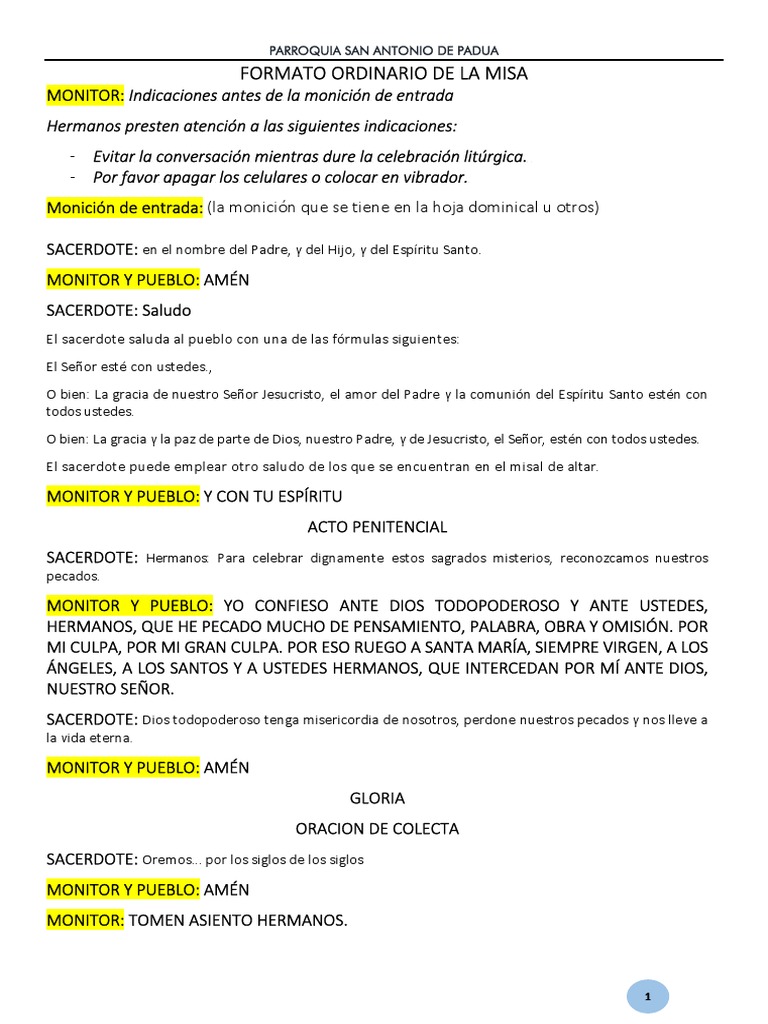 Guia para La Monición | PDF | eucaristía | Misa (liturgia)
