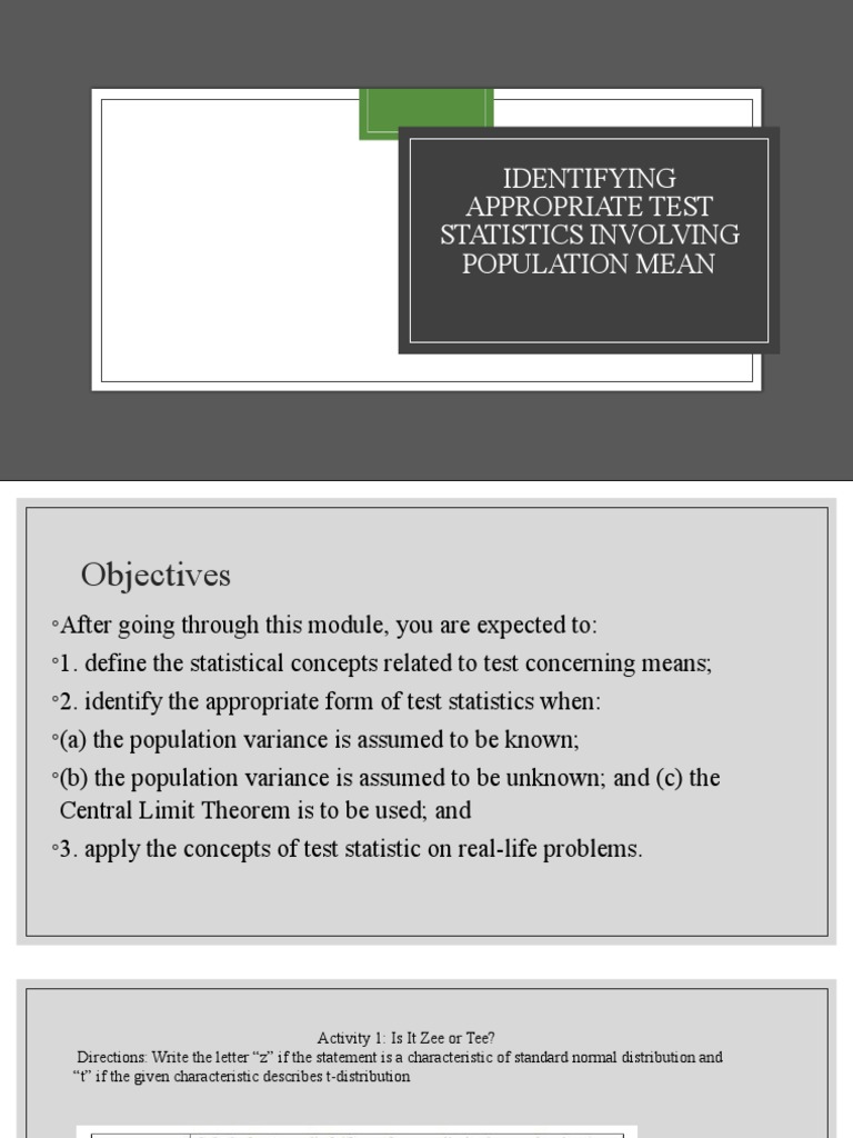 4.identifying Appropriate Test Statistics | PDF | Variance ...