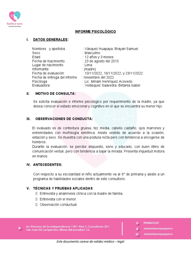 INFORME BRAYAN | PDF | Sicología | Conceptos psicologicos