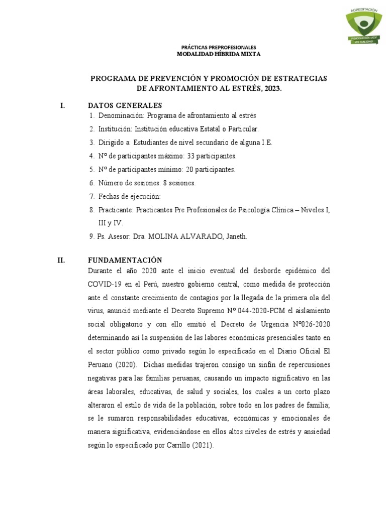 5 Programa Estrategias de Afrontamiento Al Estrés | PDF | Estrés ...
