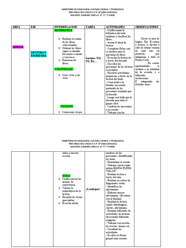 Planificación Primer Grado Descargar Gratis Pdf Maestros Sociedad