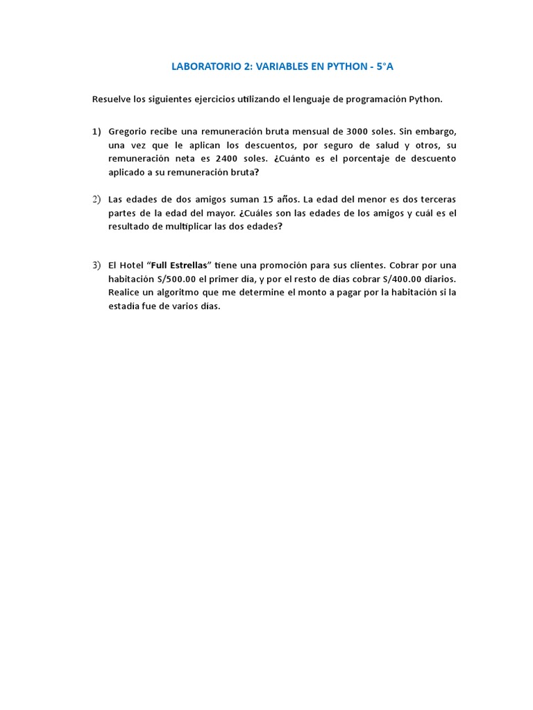 Laboratorio 2 Python 5A | PDF
