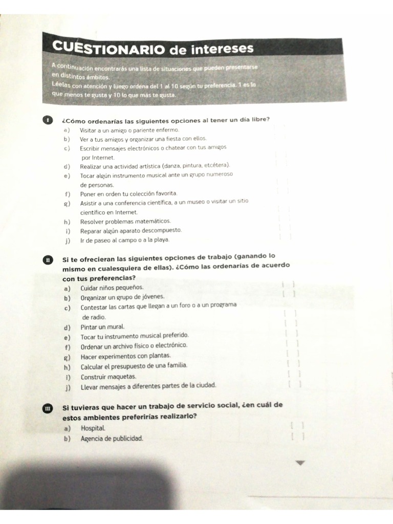 Test de Intereses y Aptitudes | PDF