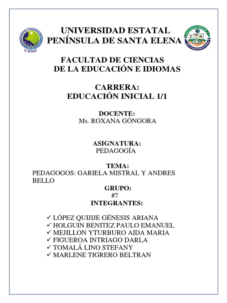 Pedagogía Gabriela Mistral y Andrés Ello | PDF