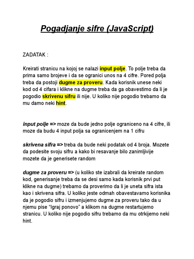 Pogadjanje Sifre (JavaScript) | PDF