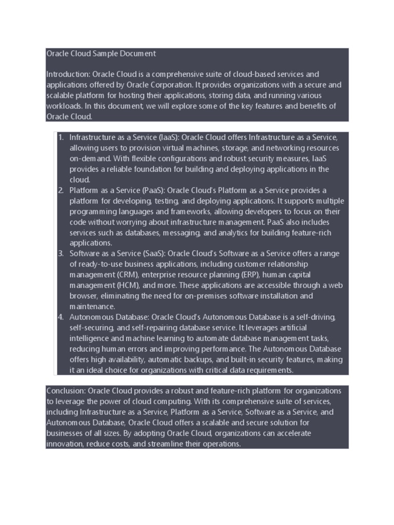 Oracle Cloud Sample Document | PDF | Cloud Computing | Software As A ...