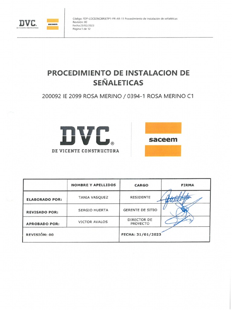 FDP LOC029(OBR)ETP1 PR AR 11 Procedimiento de Señaleticas | PDF FDP LOC029(OBR)ETP1 PR AR 11 Procedimiento de Señaleticas | PDF