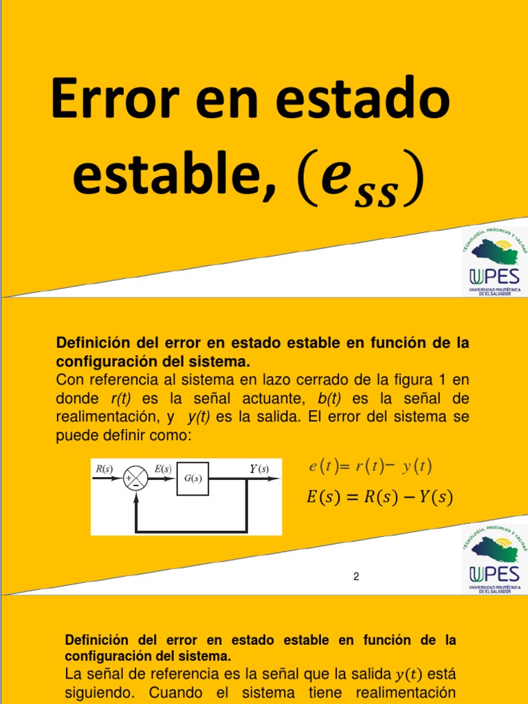 Error de Estado Estable | PDF | Sistema de control | Ecuaciones