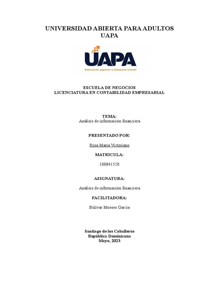 Tarea 3 de Infromacion Financiera RMV | PDF | Contabilidad | Servicios financieros