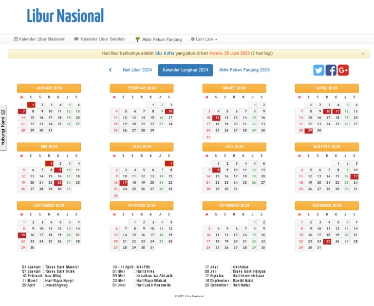 Kalender - Tahun 2024 | PDF