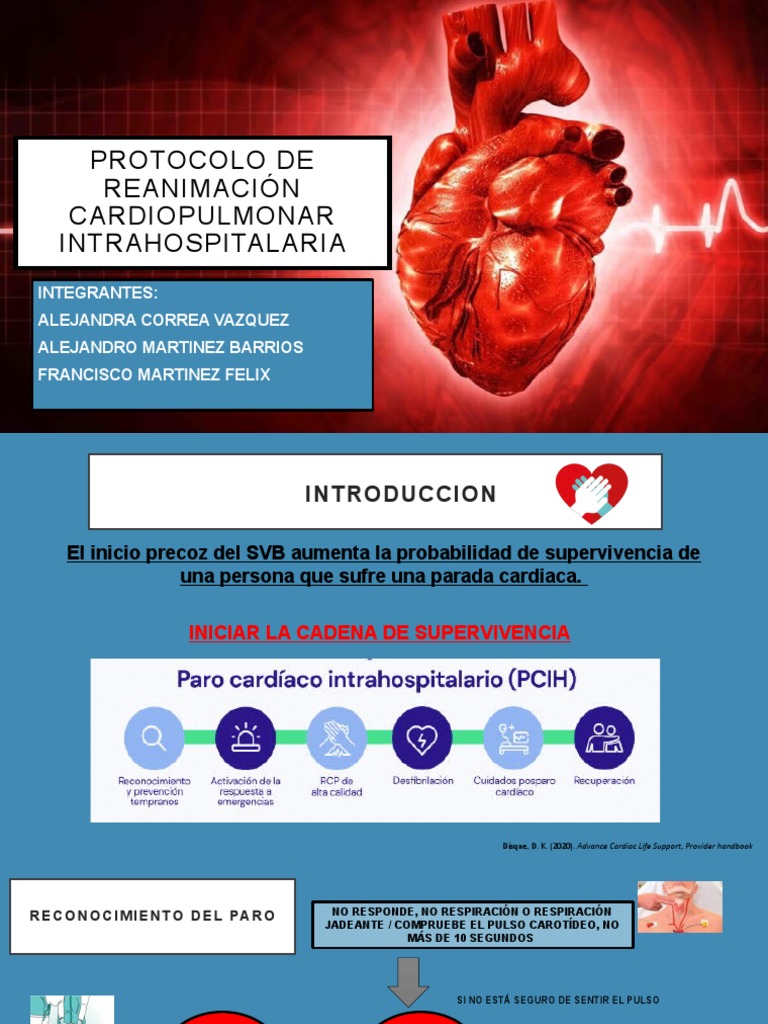 Protocolo de RCP Intrahospitalaria | PDF | Reanimación cardiopulmonar | Paro cardíaco