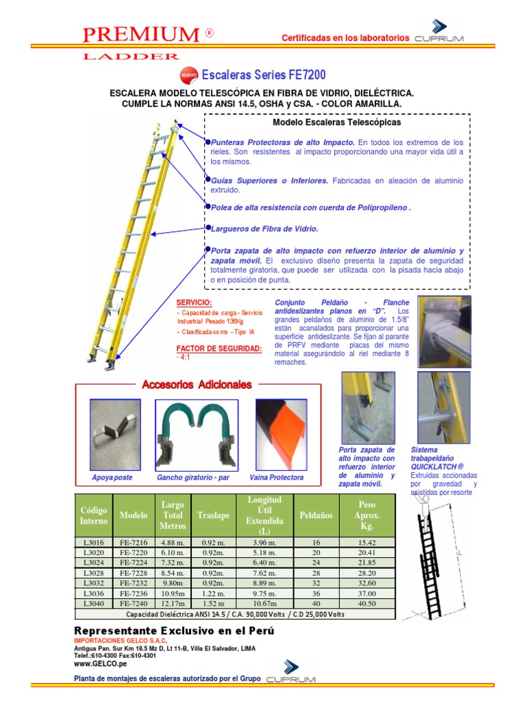 Ficha Tecnica - Escaleras Telescopica en Fibra de Vidrio - Cuprum ...