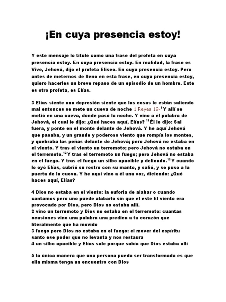En Cuya Presencia Estoy | PDF | Elijah | Salmos