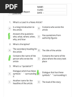 Grade 4 News Report Writing Guide | PDF | News Media | Newspapers