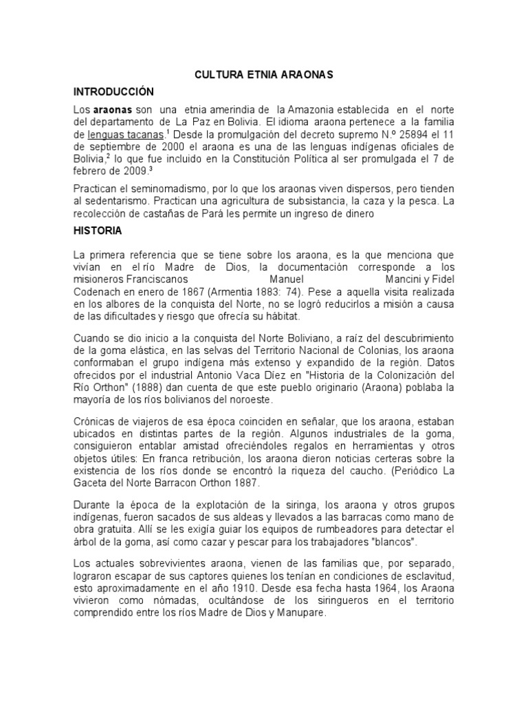 Cultura Etnia Araonas | PDF | Matrimonio | Bolivia