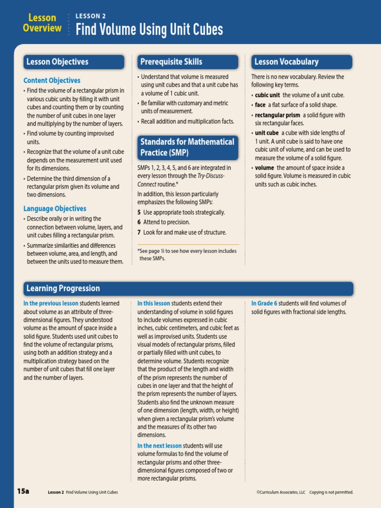 I-Ready At-Home Math G5 C1 Teacher Guide | PDF | Volume | Area