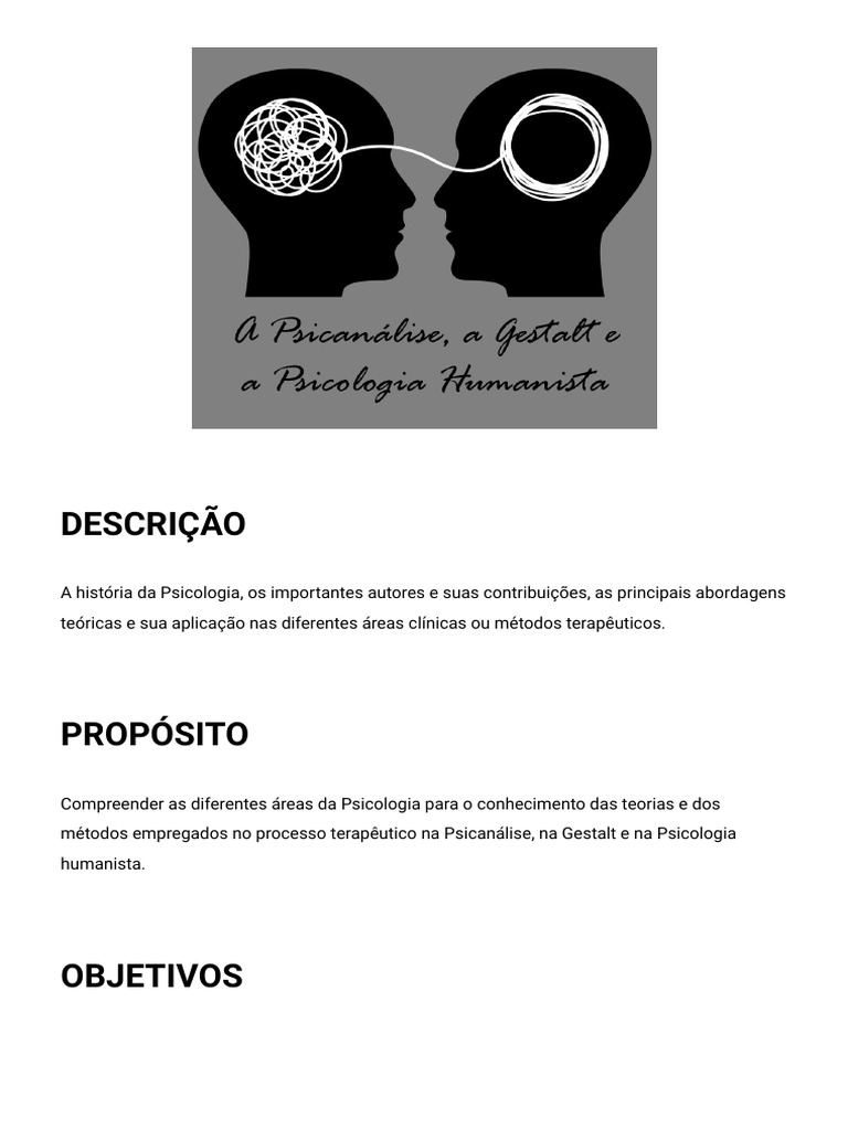 Abordagens da Psicologia: Gestalt e Humanismo | PDF | Psicanálise ...