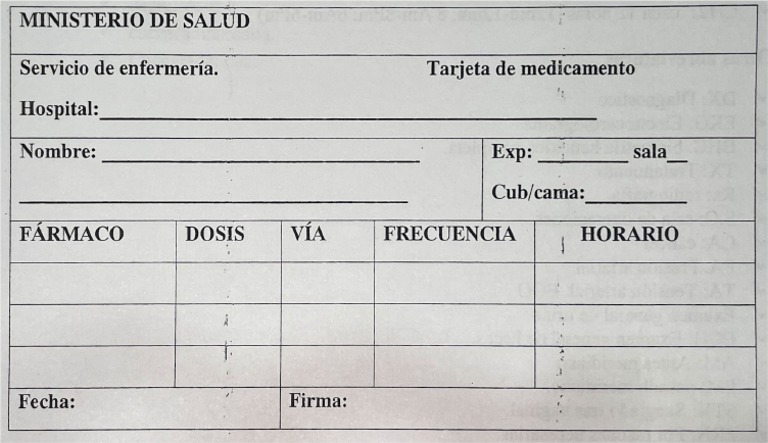 Tarjeta de Medicación | PDF