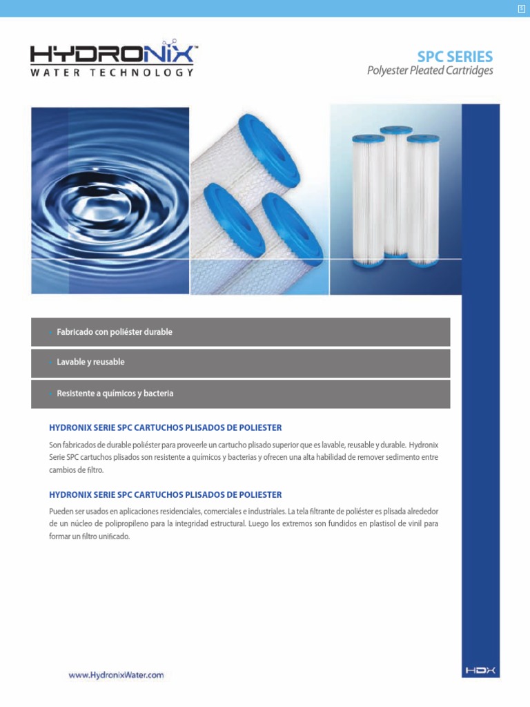 Filtros Plisados Sedimentos Hydronix | PDF | Materiales