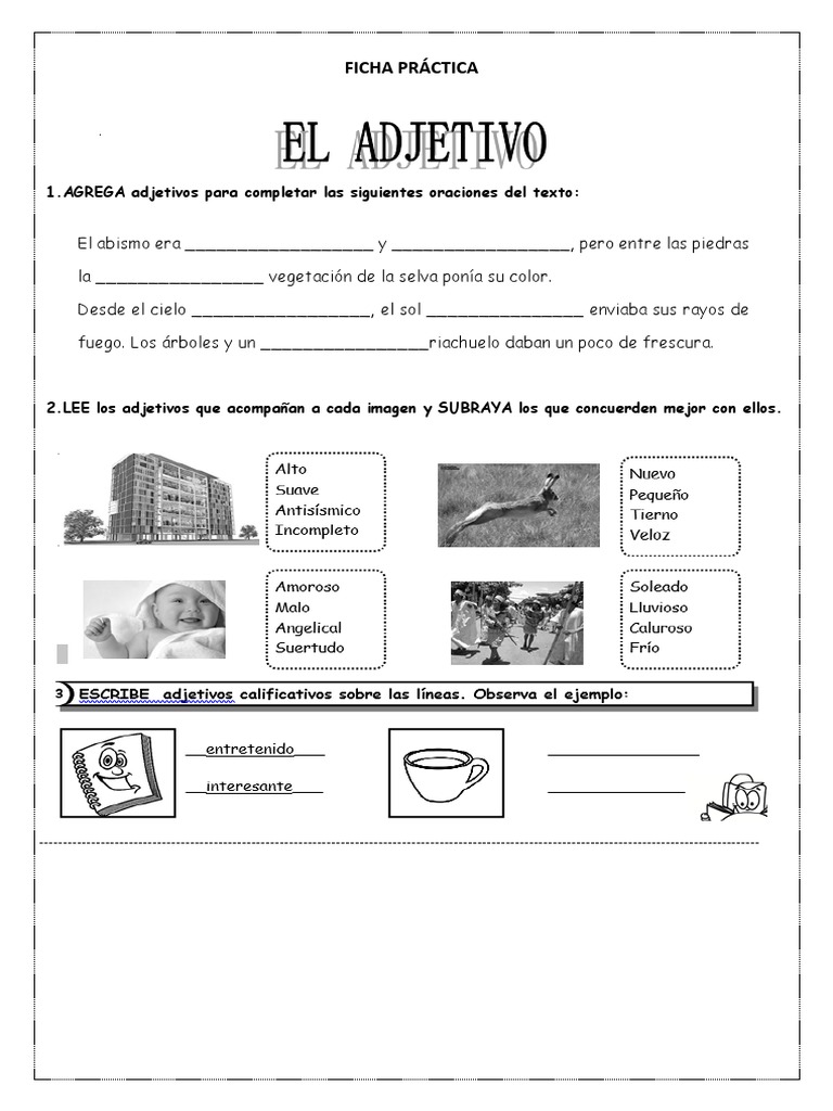 Fichas de Adjetivos | PDF