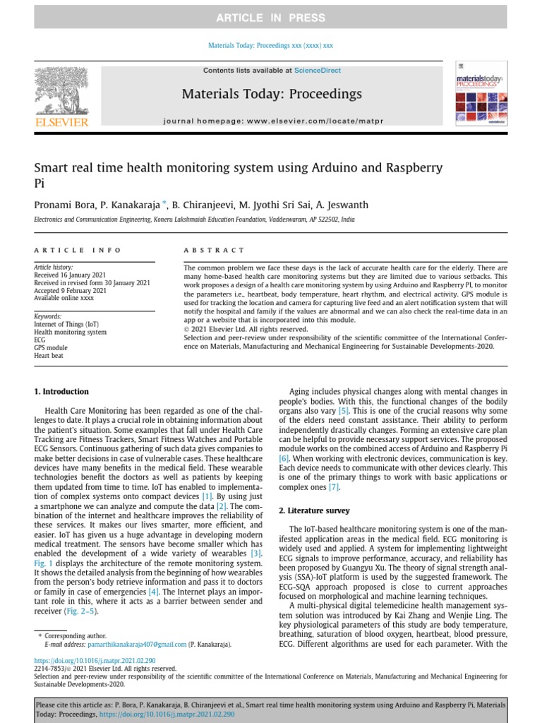 Smart real time health monitoring system using Arduino | PDF ...