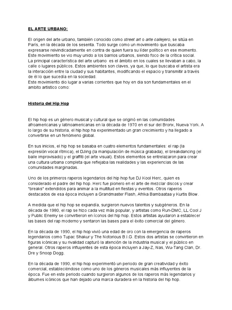 Evolución del Rap y Arte Urbano | PDF | Música hip-hop | música americana