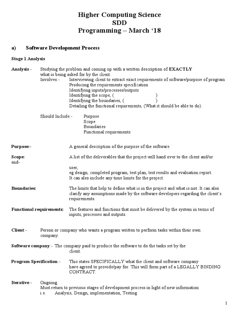 Higher CS Software Design Development | PDF | Programming | Computer Program